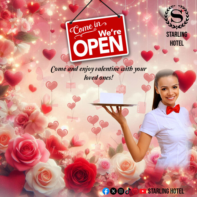 Copy of Pink Modern & Minimal Valentine We Are Open Sign Template ...