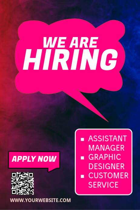 Modèle Pink Modern & Minimal We Are Hiring Poster | PosterMyWall