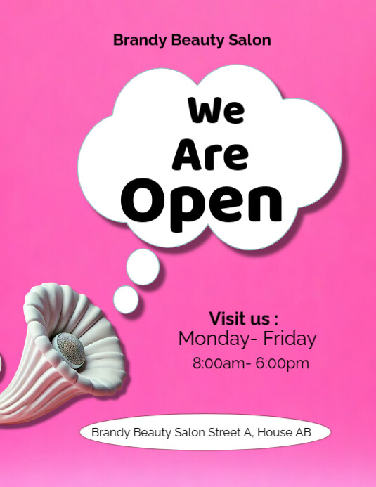 Pink Modern & Minimal We Are Open Flyer (us Letter) Template | PosterMyWall