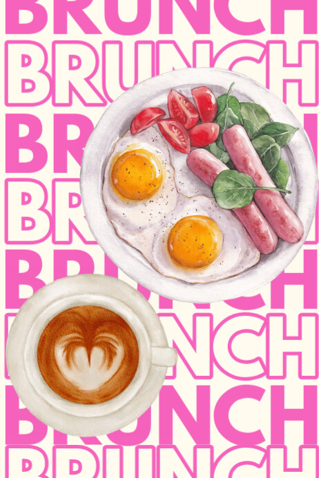 Pink Modern & Minimal Brunch Poster Template | PosterMyWall