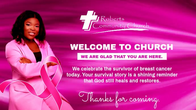 Pink Modern & Minimal Welcome To Church Breast Cancer Awareness Month ...