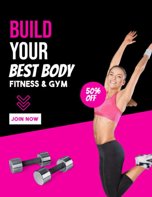 Copy of pink modern build your best body (Flyer) | PosterMyWall