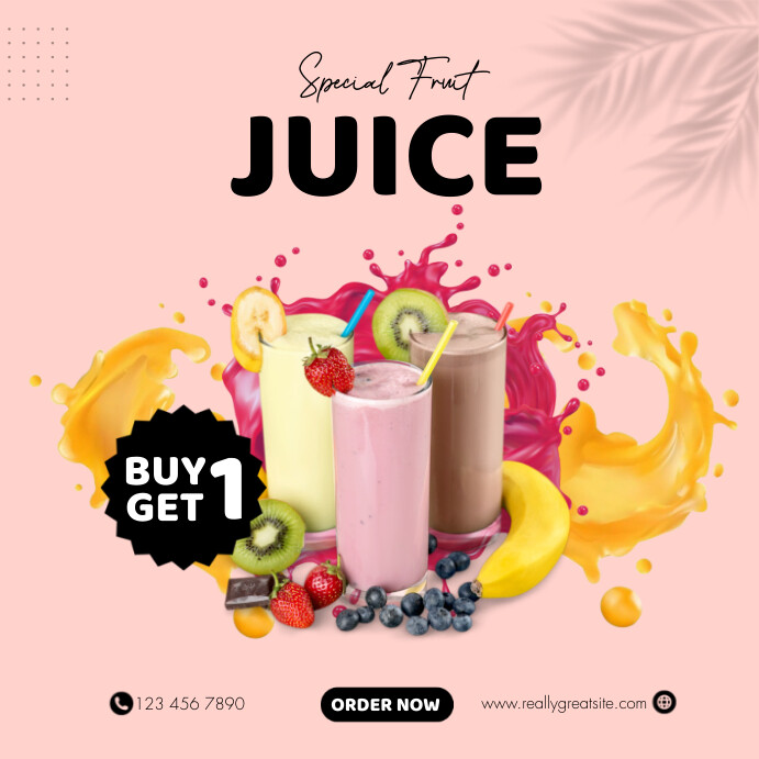 Pink Modern Special Fruit Juice Facebook Post Templat | PosterMyWall