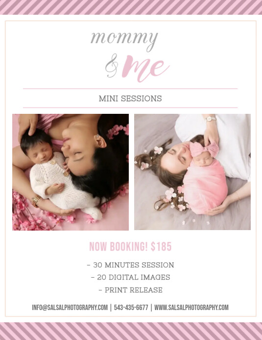 Pink Mommy And Me Photography Flyer Template | PosterMyWall