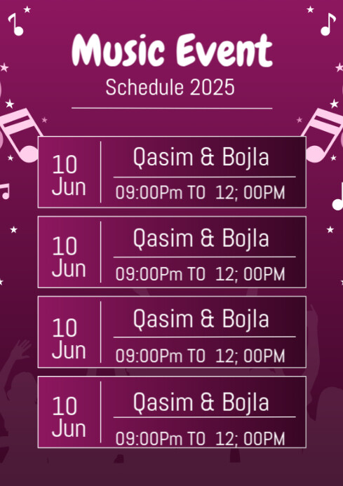 Copy of Pink Music Event Schedule A1 | PosterMyWall