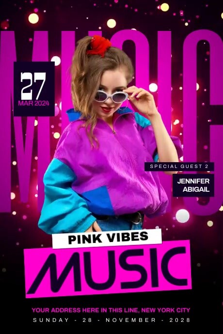 Pink Music Vibes Template | PosterMyWall
