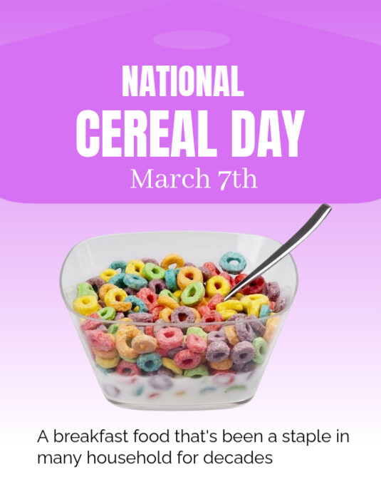 Pink National Cereal Day Celebration Flyer (us Letter) Template ...