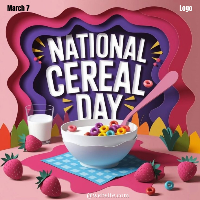 Pink National Cereals Day Online Design Flyer/template Instagram Post ...