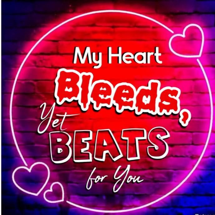 Plantilla de Pink Neon Bleeding Heart, Beating Love Emotional Clip ...