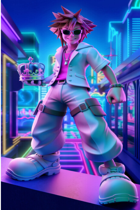 Pink Neon Boy Holding Crown Poster Template | PosterMyWall