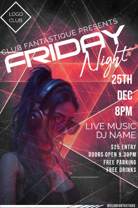 Pink Neon Friday Party To Night Your Event Club Design Poster Template ...