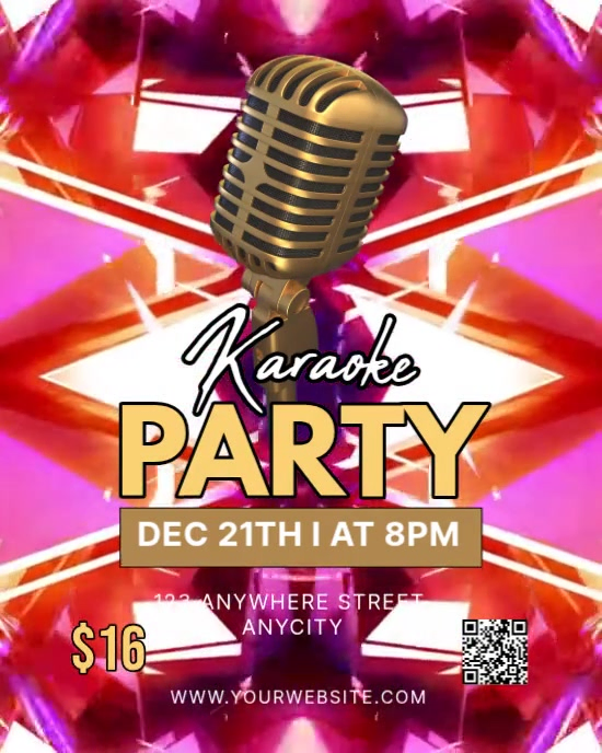 Pink Neon Karaoke Party Instagram Portrait Template | PosterMyWall