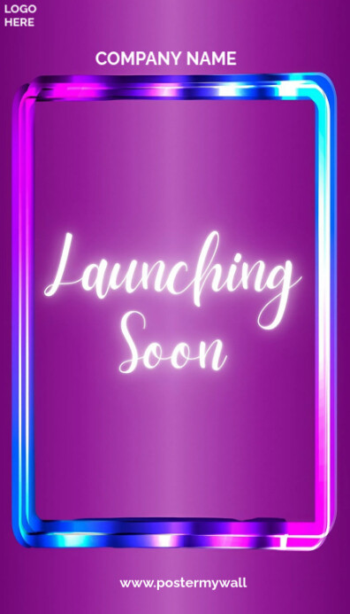 Copy of Pink Neon Launching Soon Business Card | PosterMyWall