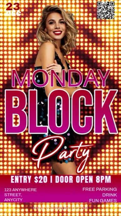 Copy of Pink Neon Monday Block Party Reel Instagram | PosterMyWall