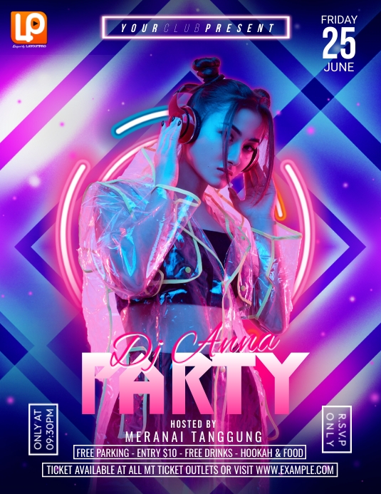 Pink Neon Party Template | PosterMyWall