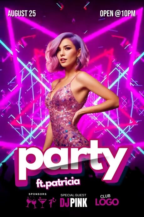 Plantilla de Pink Neon Party Poster | PosterMyWall