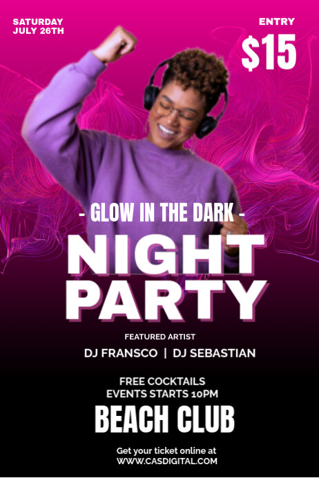 Pink Neon Party Poster Template | PosterMyWall