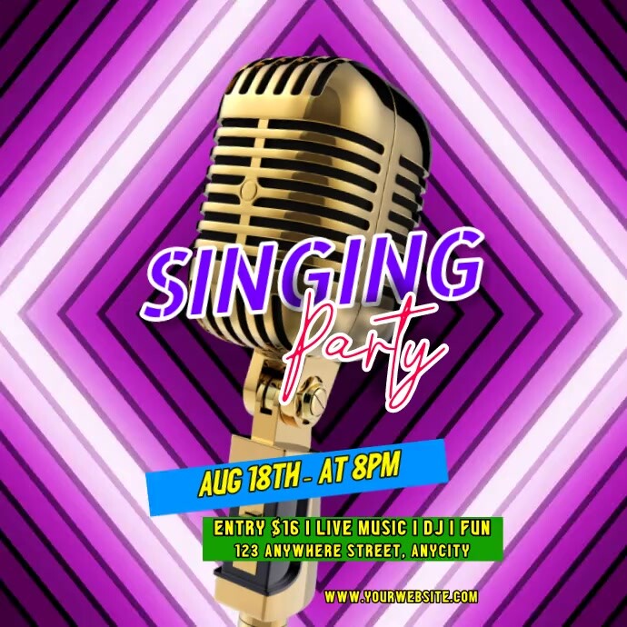 Pink Neon Singing Party Pos Instagram Template | PosterMyWall