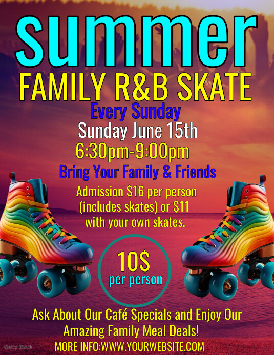 Pink Neon Summer Family R&b Skate Flyer (us L Template | PosterMyWall