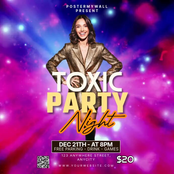 Copy of Pink Neon Toxic Party Pos Instagram | PosterMyWall