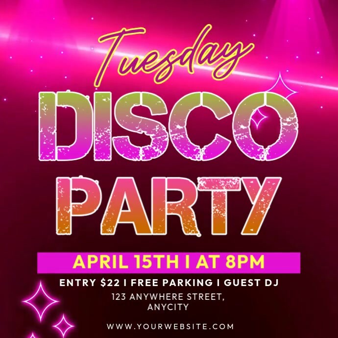 Copy of Pink Neon Tuesday Disco Party Persegi (1:1) | PosterMyWall