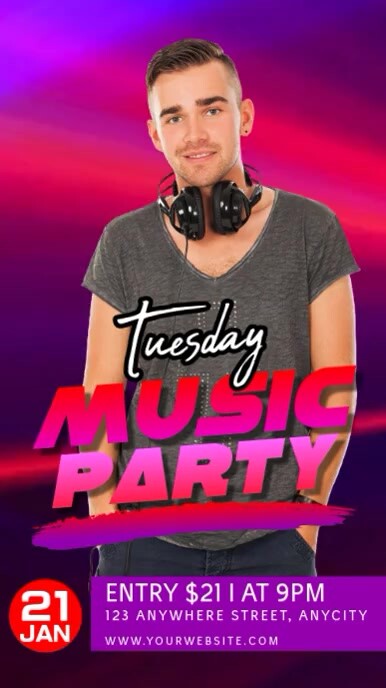 Pink Neon Tuesday Music Party Reel Instagram Template | PosterMyWall