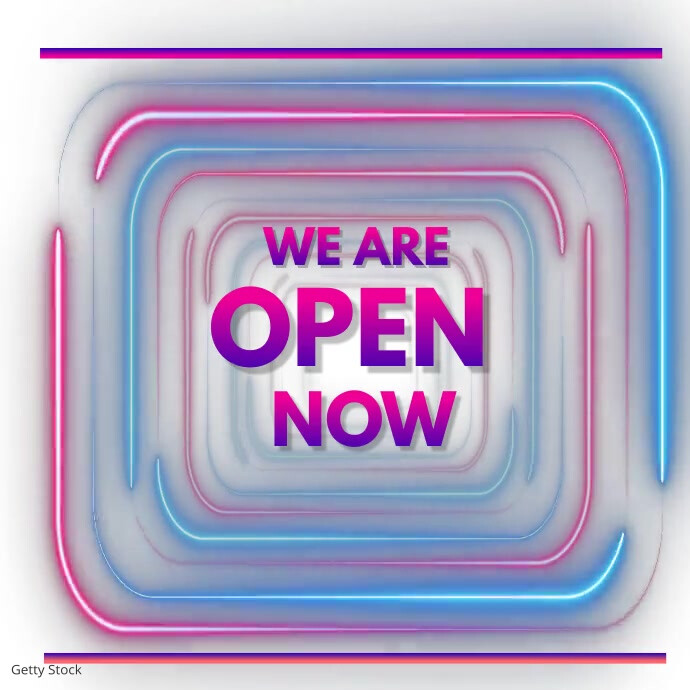 Copy of Pink Neon We are Open Now sign template | PosterMyWall