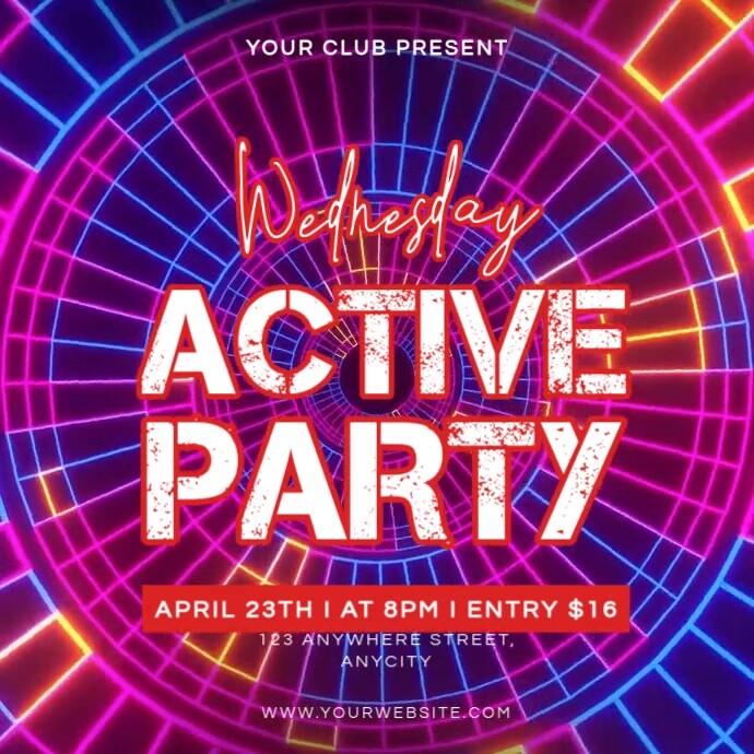 Pink Neon Wednesday Active Party Pos Instagram Template | PosterMyWall