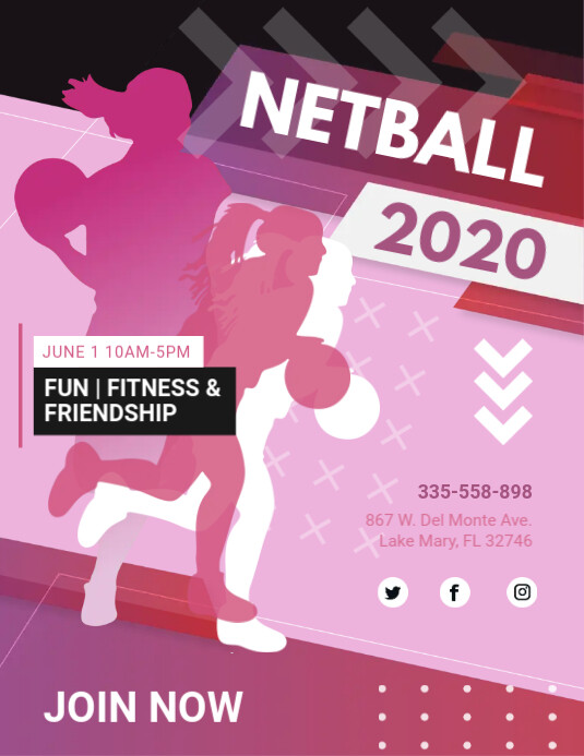 Pink Netball Game Day Flyer Template | PosterMyWall