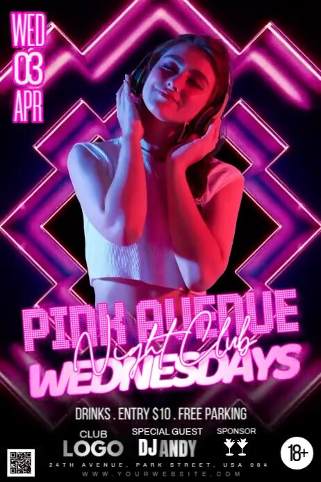 Modèle Pink Night Club | PosterMyWall