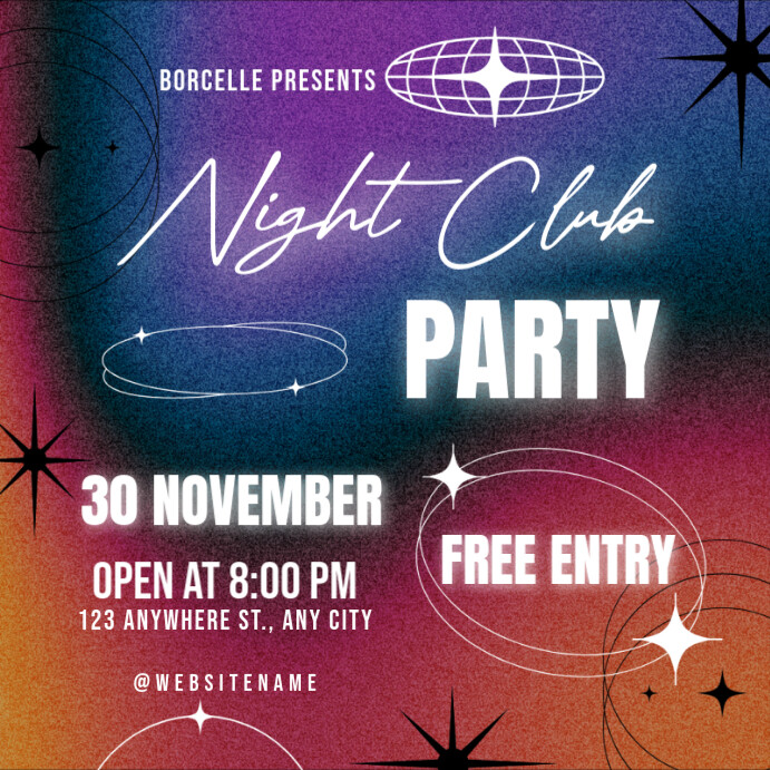 Pink Night Club Party Instagram Post Template | PosterMyWall