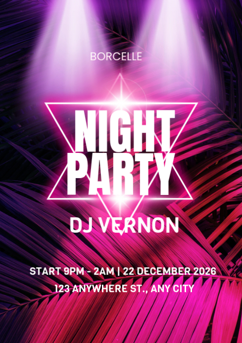Pink Night Party A4 Template | PosterMyWall
