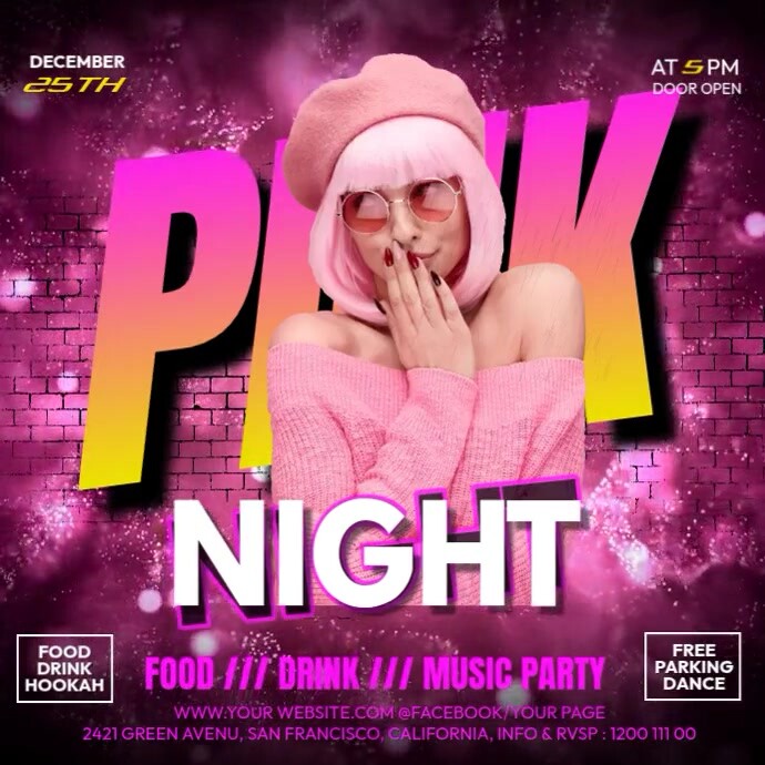 Copy of Pink Night Party | PosterMyWall