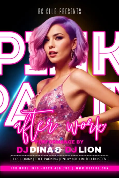 Pink Night Party Template | PosterMyWall