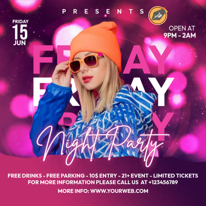 Pink Night Party Template | PosterMyWall