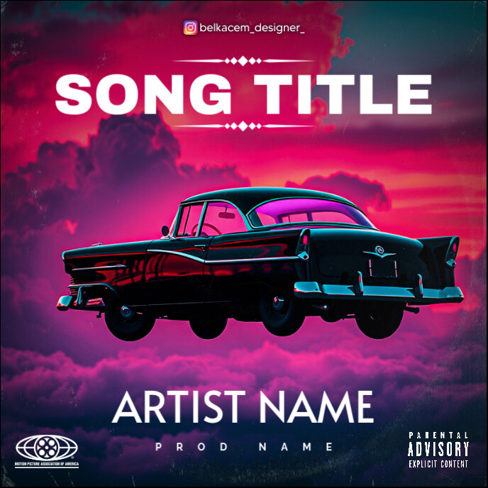 pink old car fly Album cover art design mixtape template | PosterMyWall