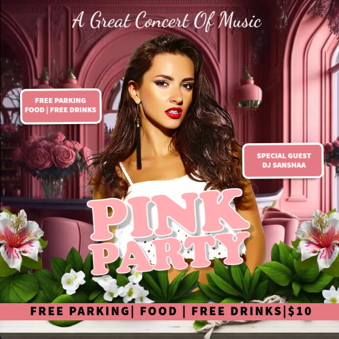 Pink Party Ads Template | PosterMyWall