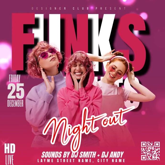 Pink Party Video Template | PosterMyWall