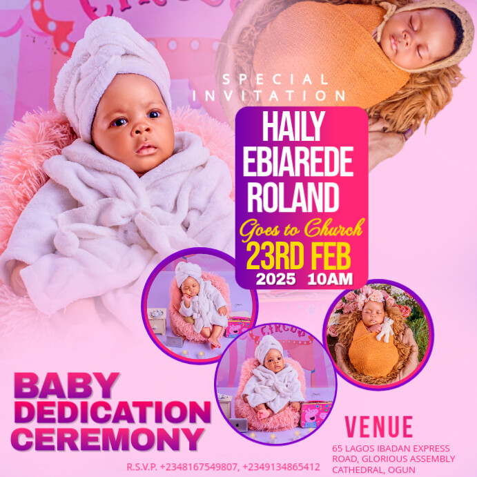 Copy of Pink Pastel Baby Dedication Flyer Instagram Post | PosterMyWall