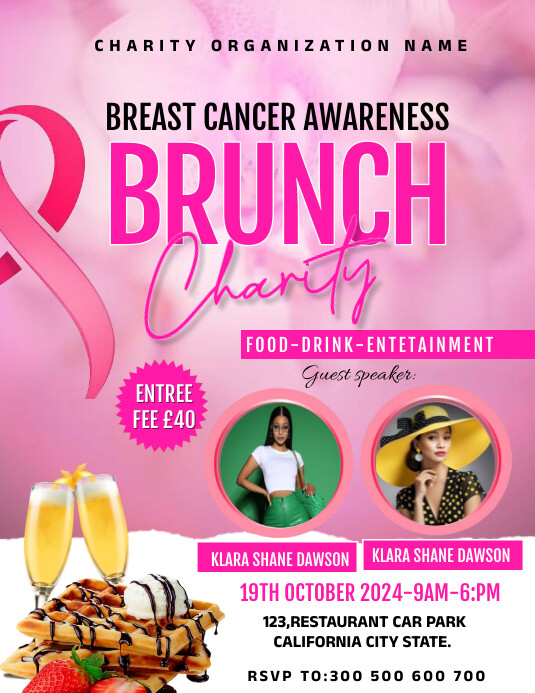 Copy of Pink Pastel Breast Cancer Awareness Brunch Fl | PosterMyWall