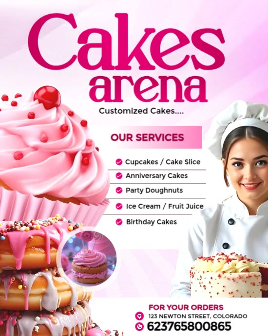 Copy of Pink Pastel Cake Shop Flyer Template Instagram Portrait ...