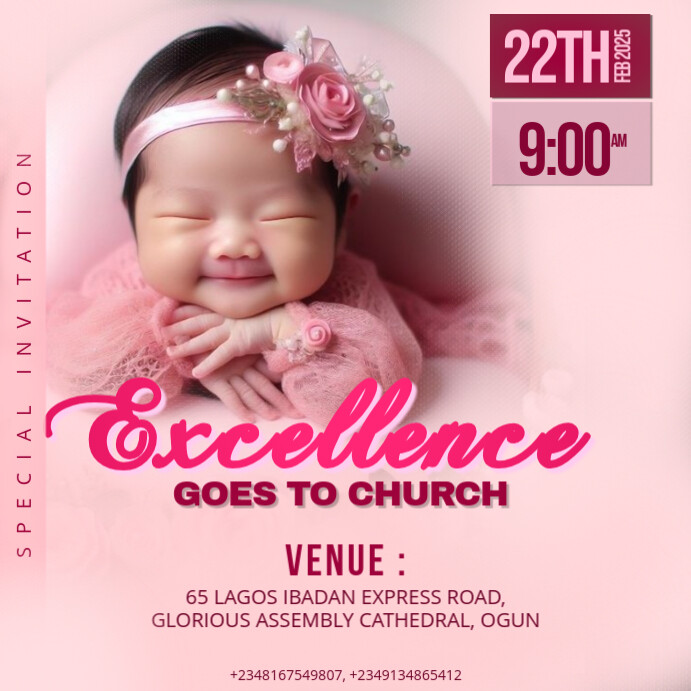 Pink Pastel Child Dedication Flyer Instagram Post Template | PosterMyWall
