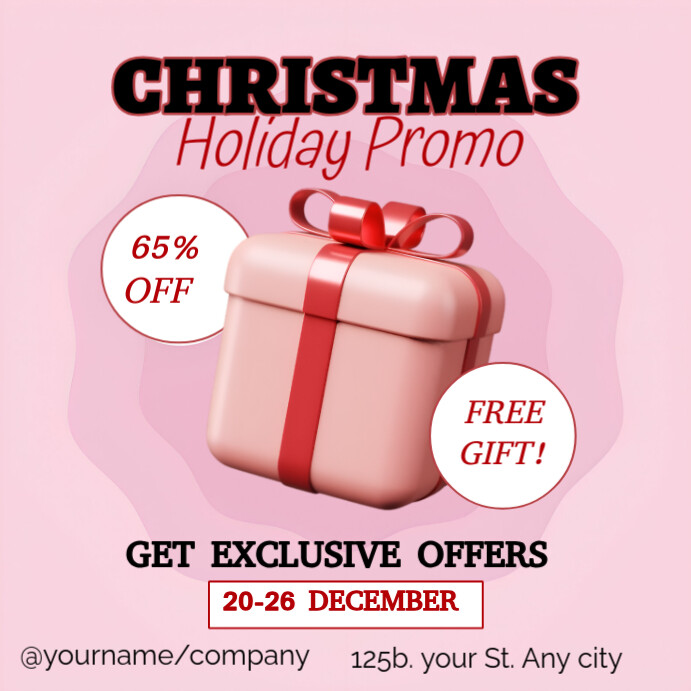 Pink Pastel Christmas Holiday Promo Template Instagram Post | PosterMyWall