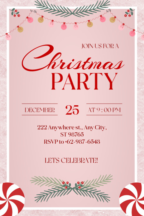 Pink Pastel Christmas Party Poster Template | PosterMyWall