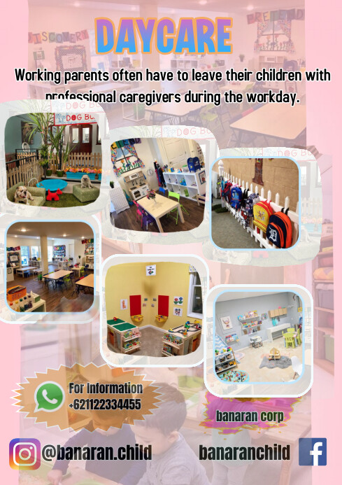 Copy of Pink Pastel Daycare A4 | PosterMyWall