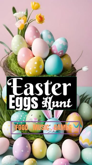 Pink Pastel Easter Egg Hunt Instagram Reel Templat | PosterMyWall
