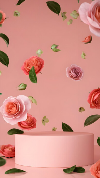 Pink pastel floral display podium mockup Template | PosterMyWall