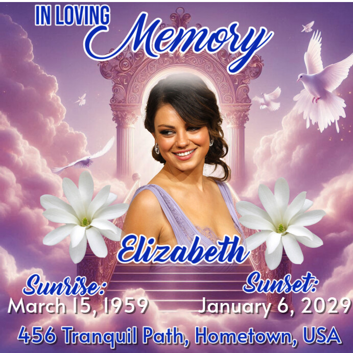 Plantilla de Pink Pastel Funeral Memorial Announcement Flyer Instagram ...