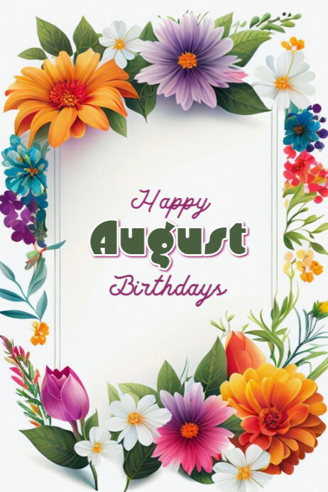 Pink Pastel Happy August Birthdays Banner 4' × 6' Template | PosterMyWall