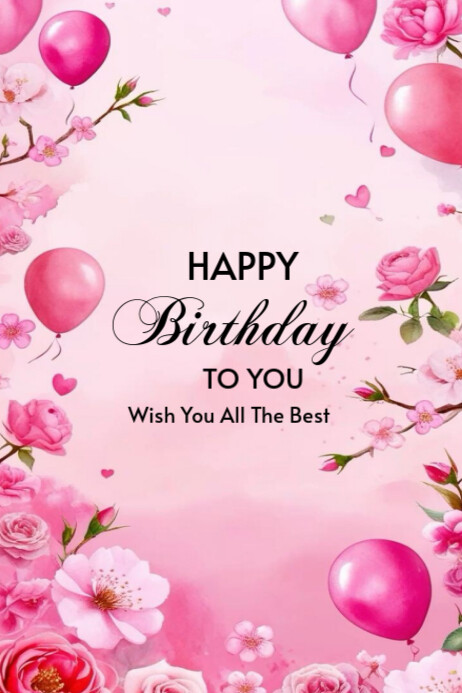 Modèle Pink Pastel Happy Birthday To You Poster | PosterMyWall